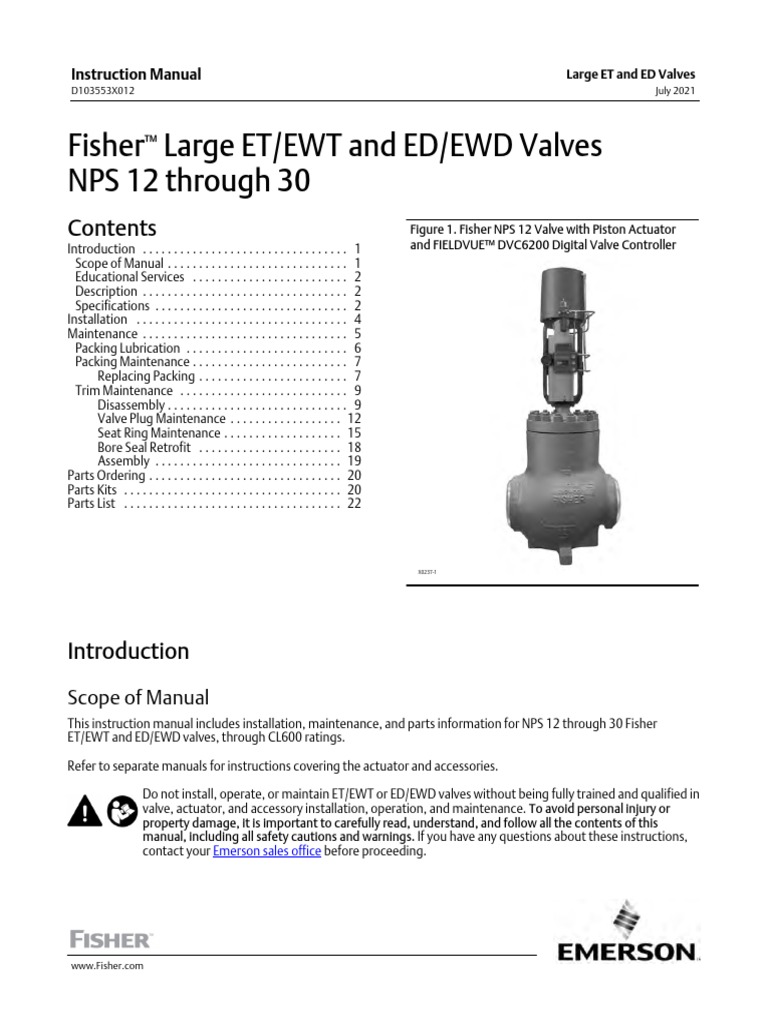 Fisher Large ET/EWT and ED/EWD Valves NPS 12 Through 30: Scope of ...