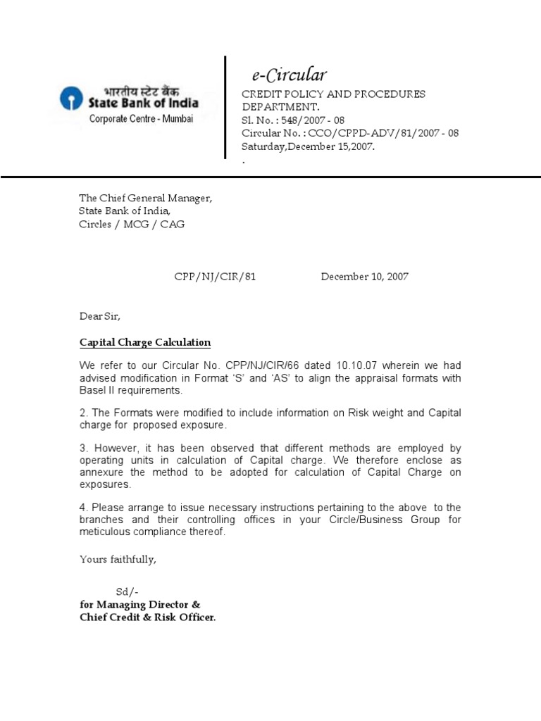 Capital Charge Calculation Guidelines | PDF