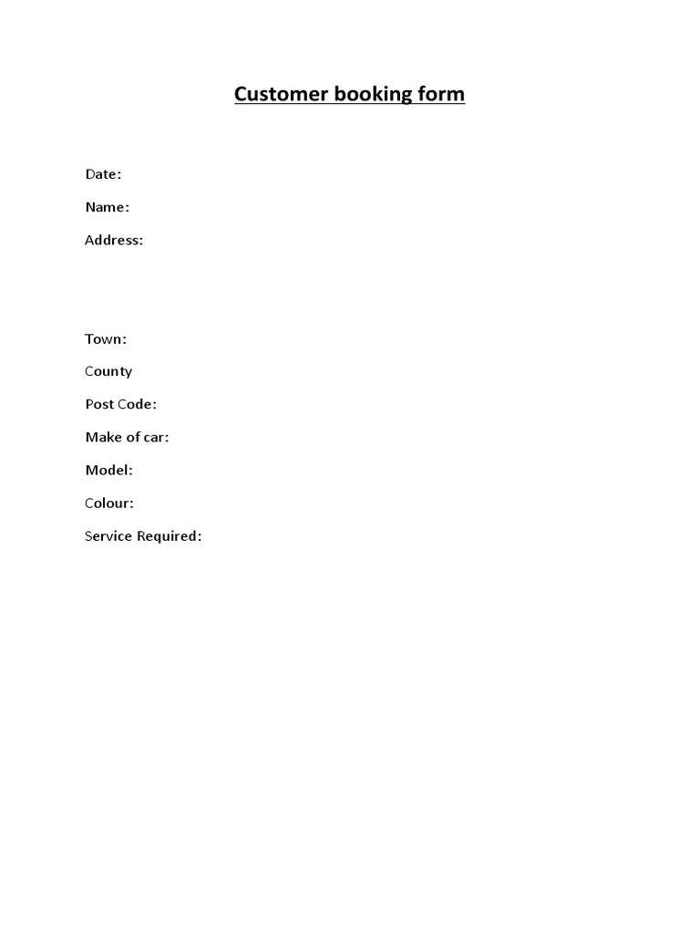 Customer Booking Form | PDF