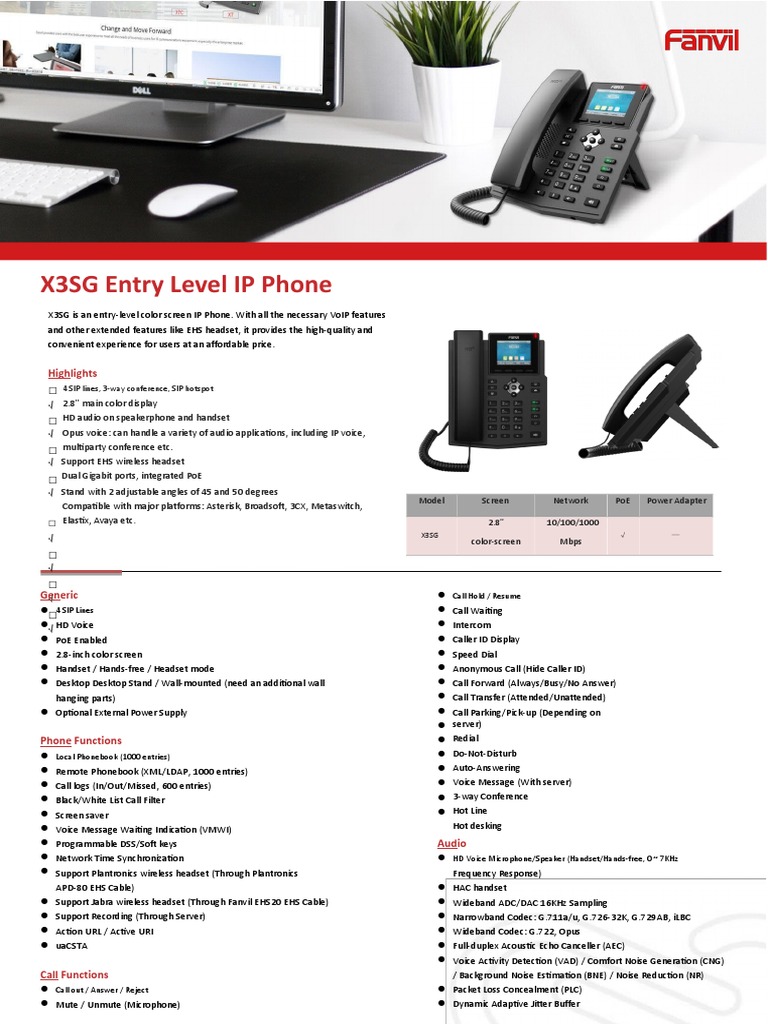 X3SG Entry Level IP Phone: Highlights | PDF | Session Initiation ...