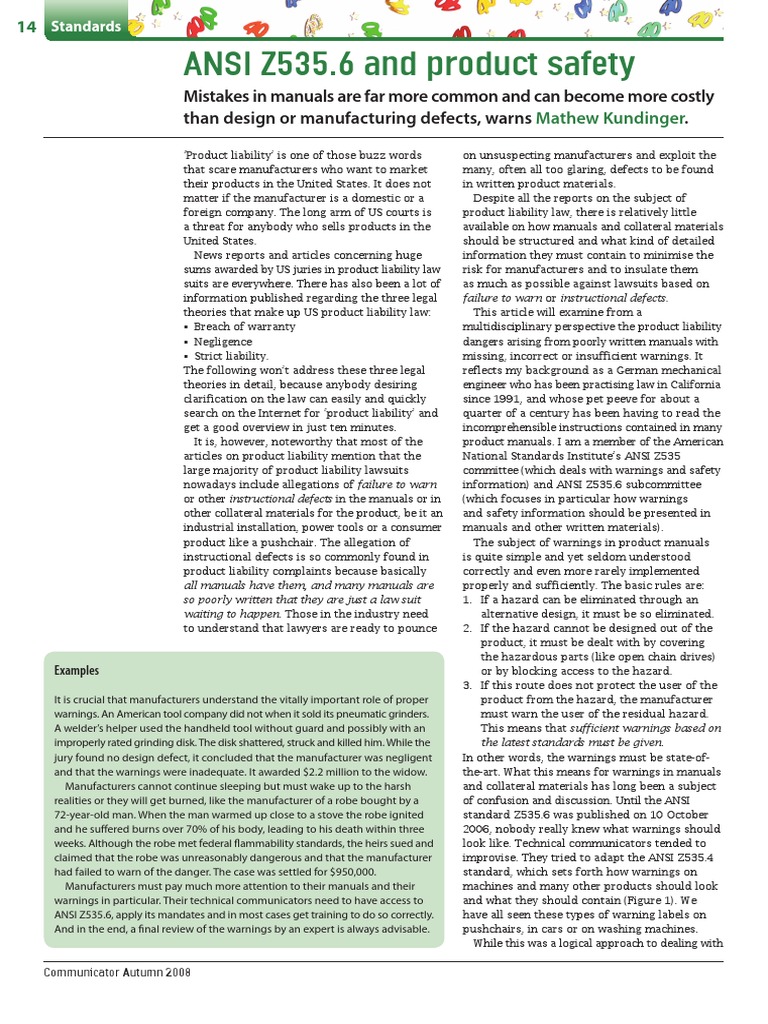 ANSI Z535.6 and Product Safety | PDF | Product Liability | Xml Schema