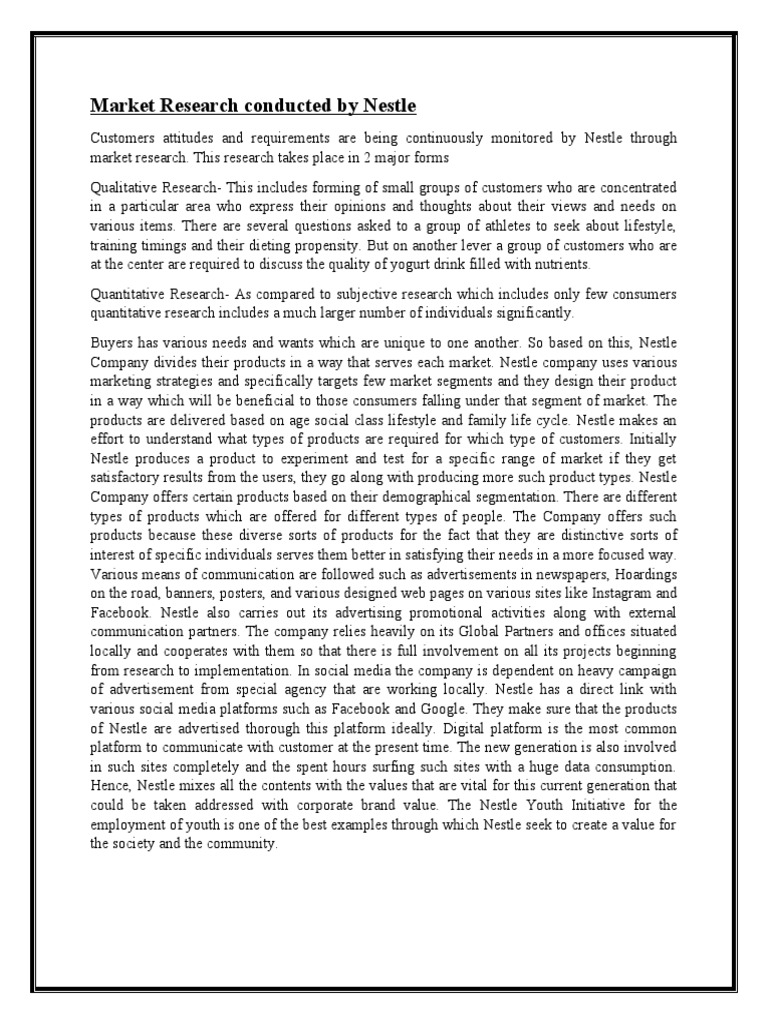 Understanding Customer Needs Through Market Research: Nestle's Insights ...