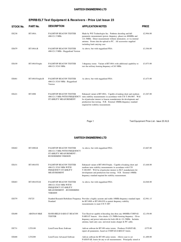 Test Equipment Price List - Issue 23 | PDF | Personal Digital Assistant ...