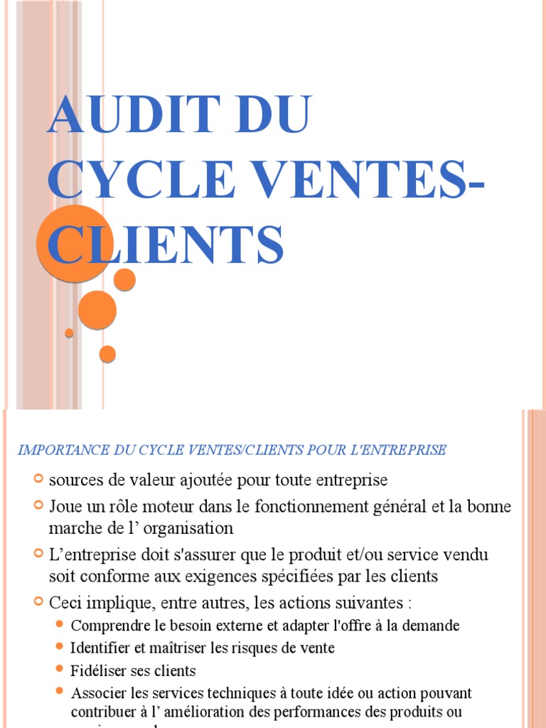 Audit du Cycle de Vente Client | PDF | Facture | Sodles