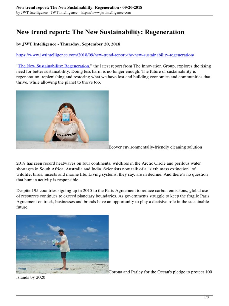 New Trend Report The New Sustainability Regeneration | PDF ...