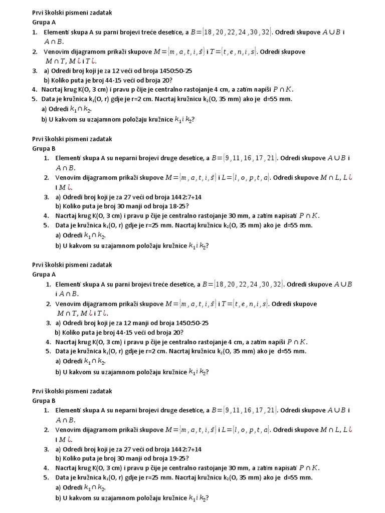 6 Prvi Pismeni Zadatak 6. Razred | PDF