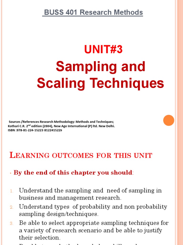 Unit - 3 Part B Sampling Techniques - MC (3 Files Merged) | PDF ...