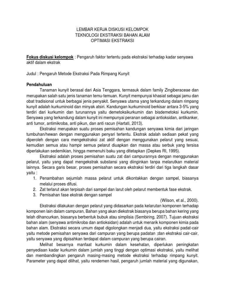 Metode Ekstraksi Kunyit | PDF Metode Ekstraksi Kunyit | PDF