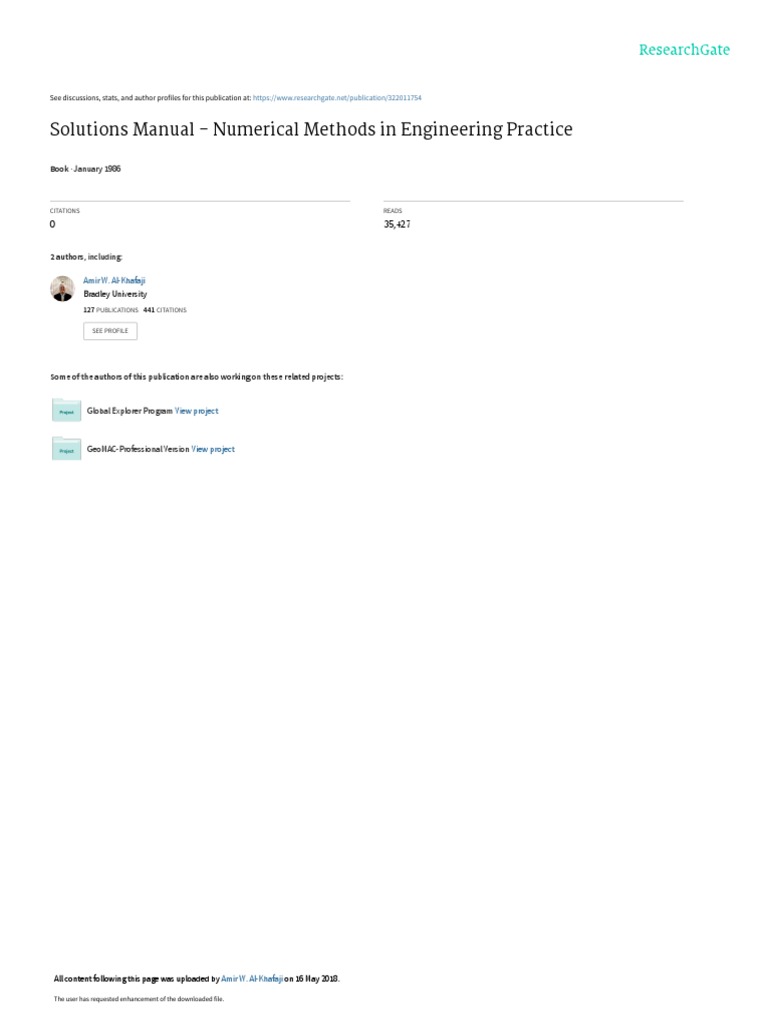 Solutions Manual - Numerical Methods in Engineering Practice | PDF