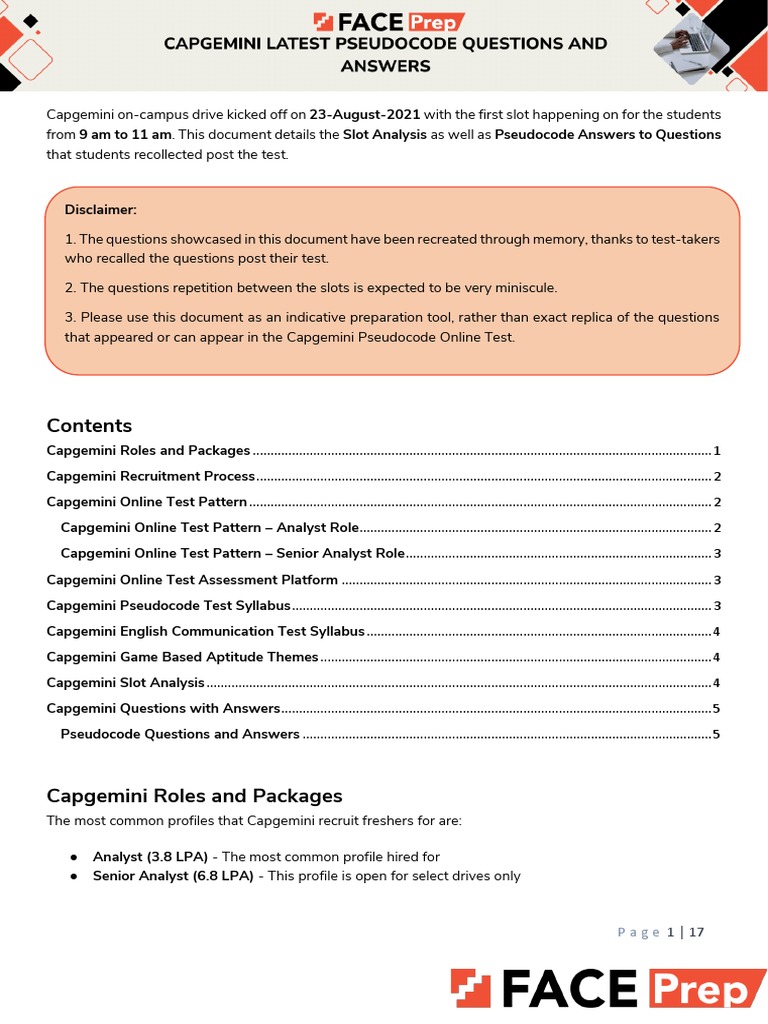 Capgemini Campus Drive Guide | PDF | Array Data Structure | Computer Programming
