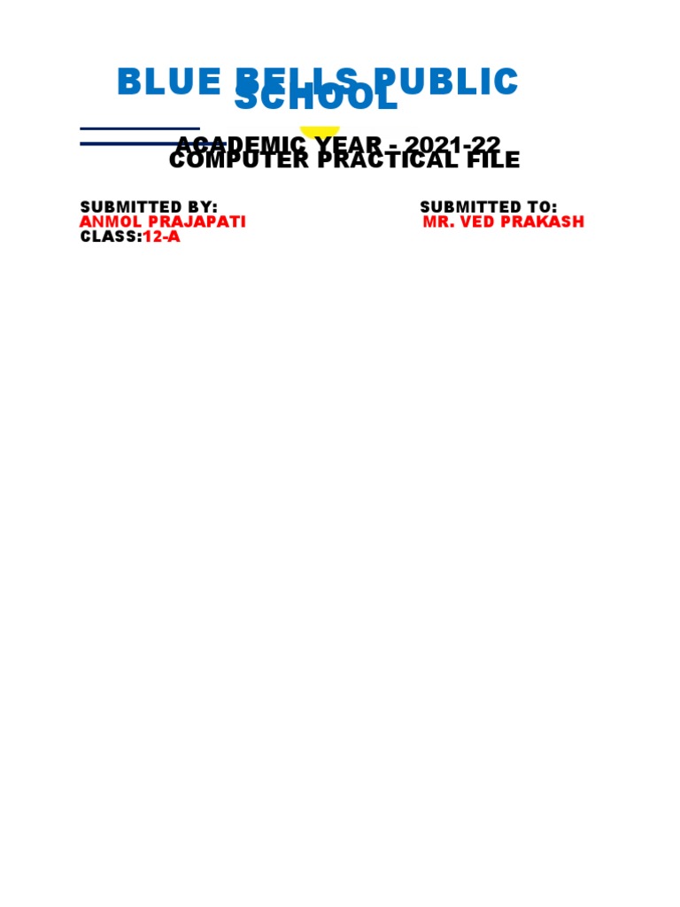 Practical File Cover | PDF