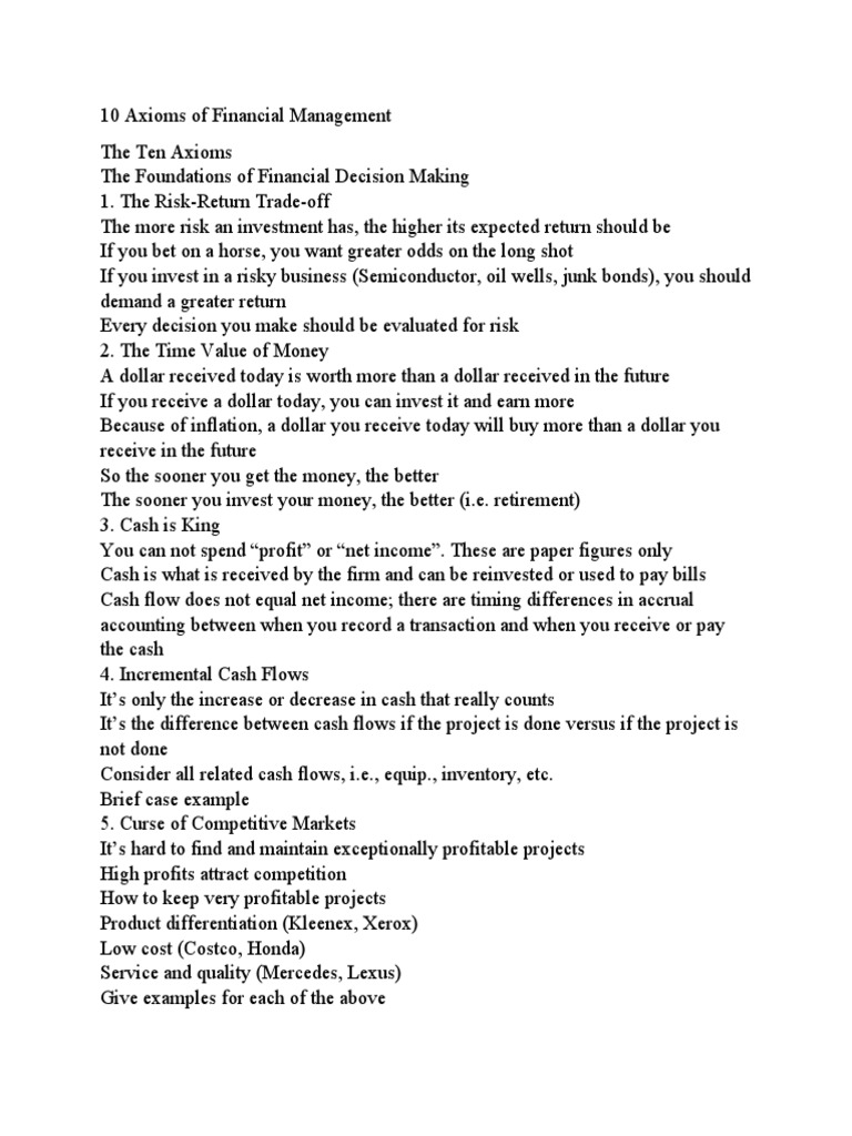 Ten Axioms of Financial Management: Foundational Principles for ...