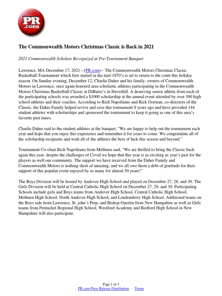 The Commonwealth Motors Christmas Classic Is Back in 2021 | PDF ...