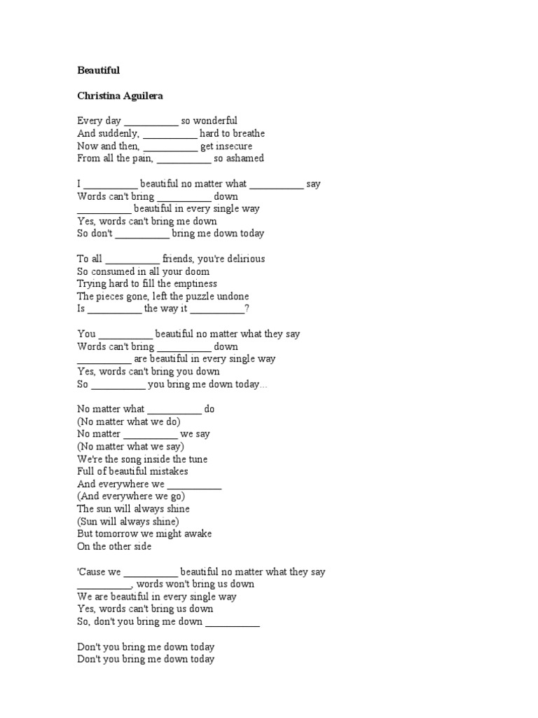 Empowering Lyrics of Beauty | PDF | Self-Improvement