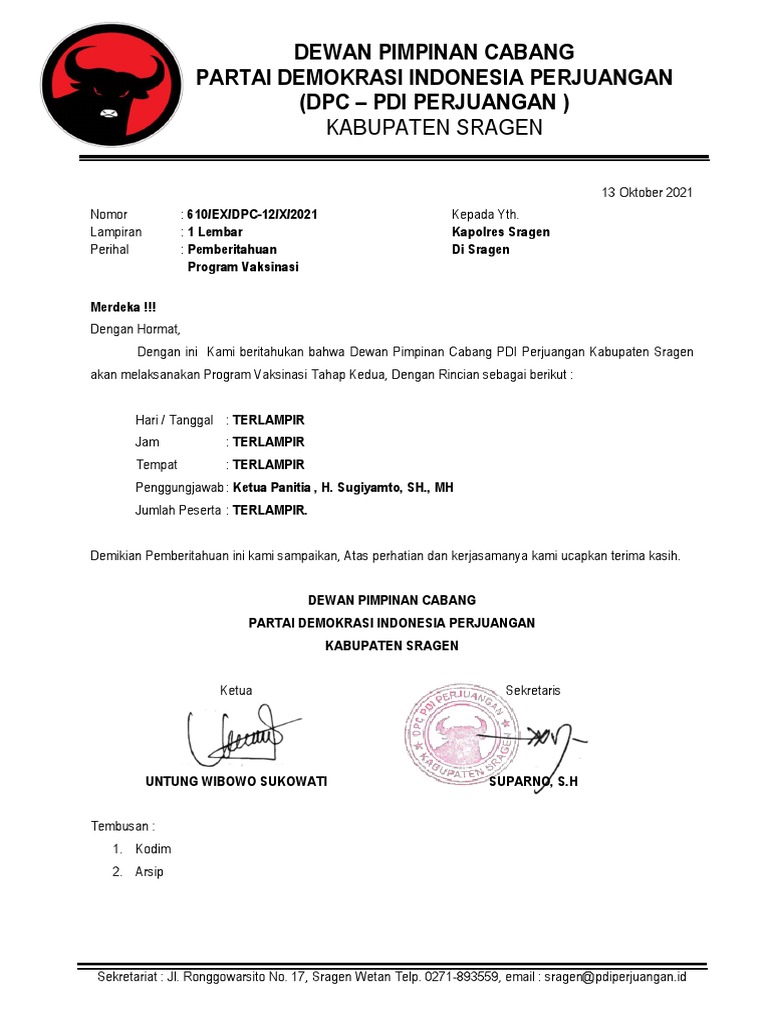 Contoh Pemberitahuan Polres | PDF