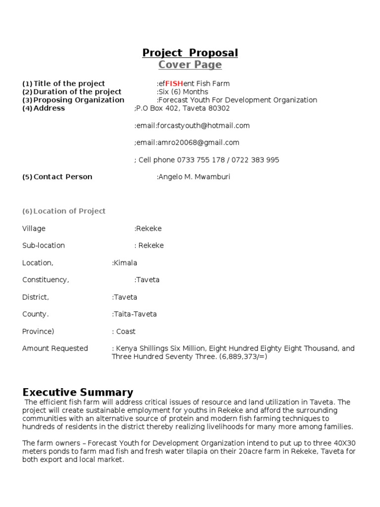 Fish Farming Proposal | PDF | Sustainability | Project Management