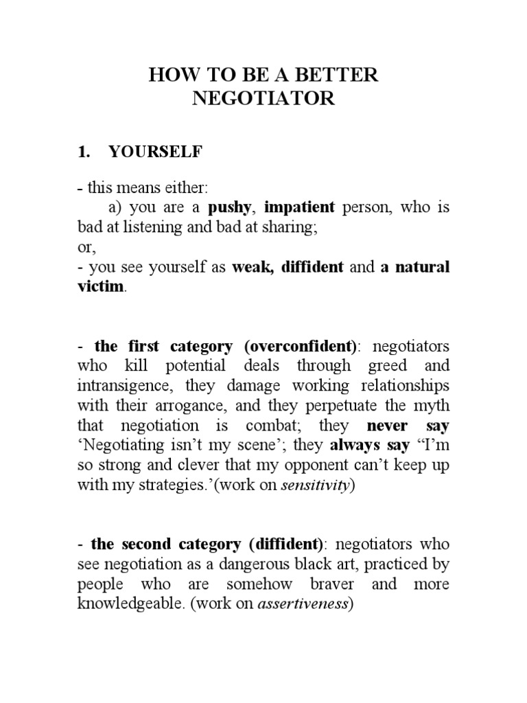 How To Be A Better Negotiator | PDF | Negotiation | Extraversion And ...