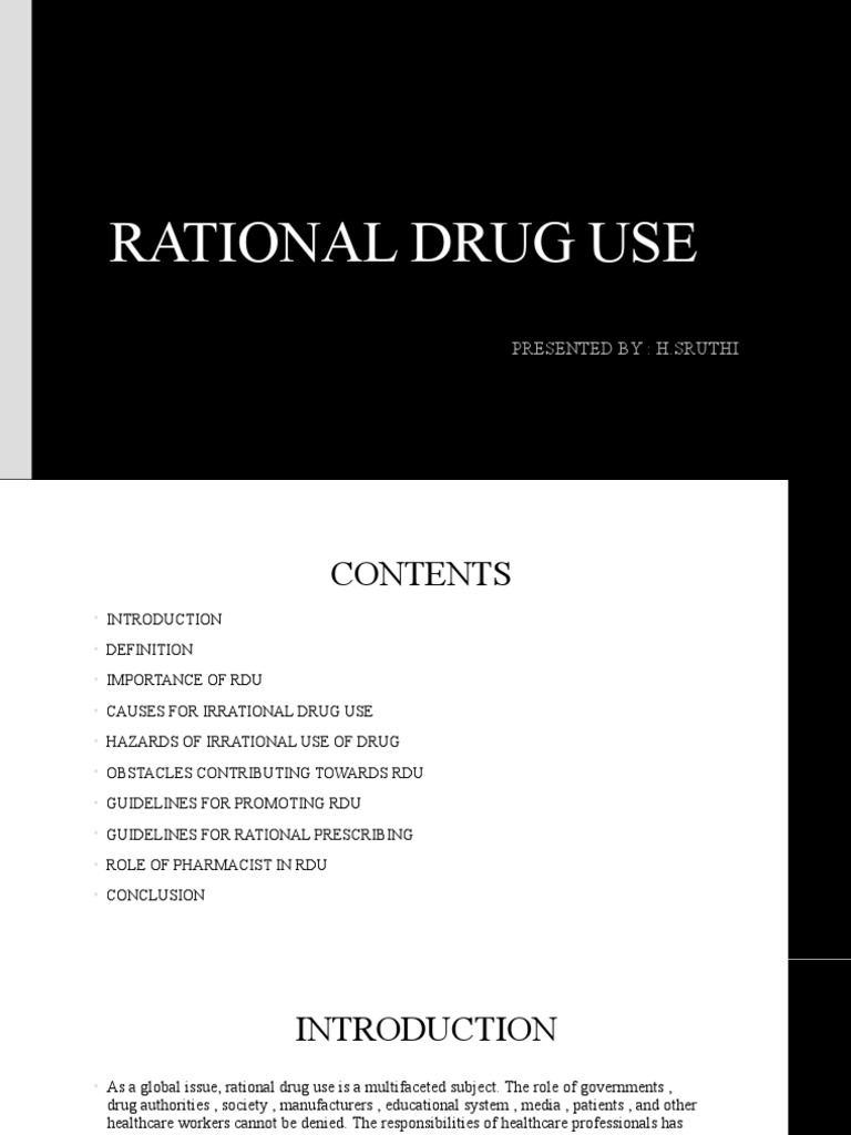 Rational Drug Use: Presented By: H.Sruthi | PDF | Pharmacy | Medical ...