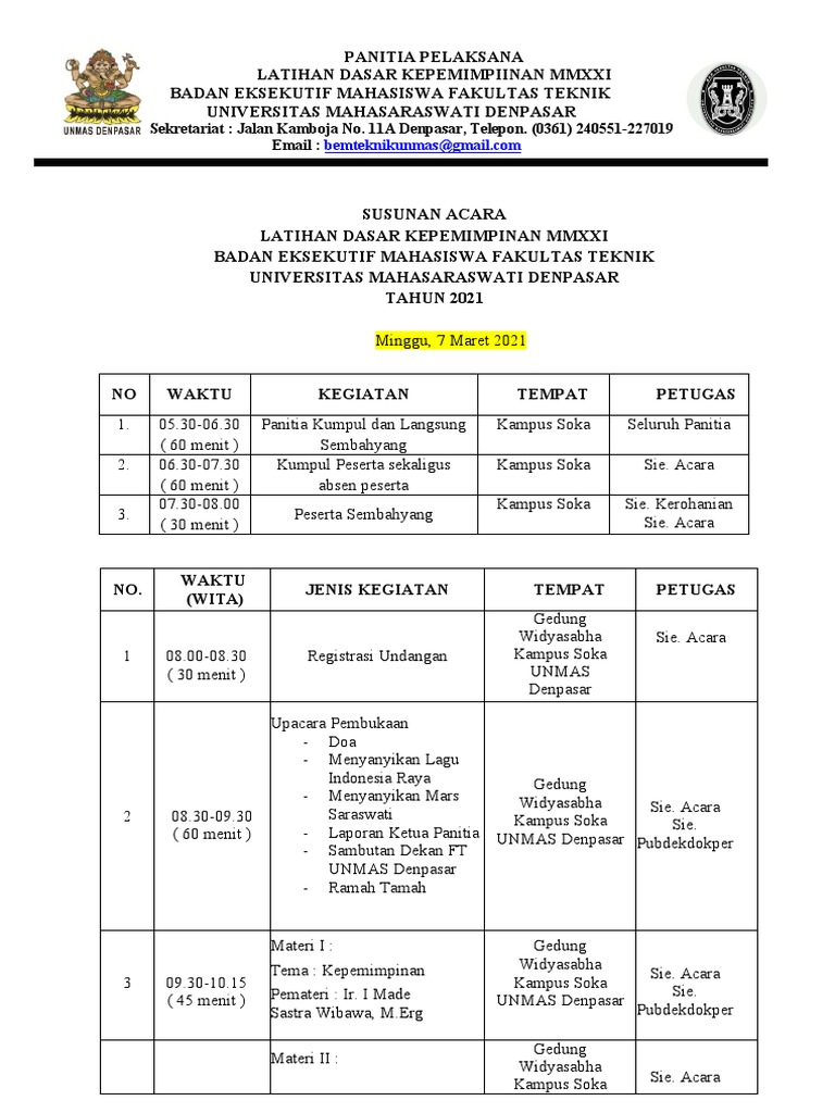 Rundown Acara LDK FT | PDF