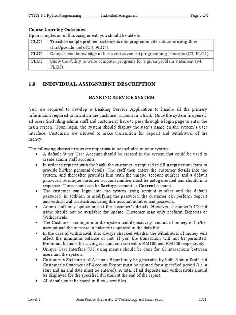 Ct108 3 1 Pyp Assignment Question Pdf Python Programming Language Computer Programming
