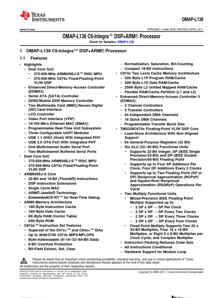 Omap l138 | PDF | Arm Architecture | Cpu Cache