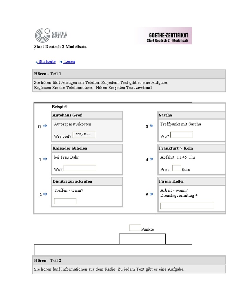 Start Deutsch 2 Modellsat1 | PDF