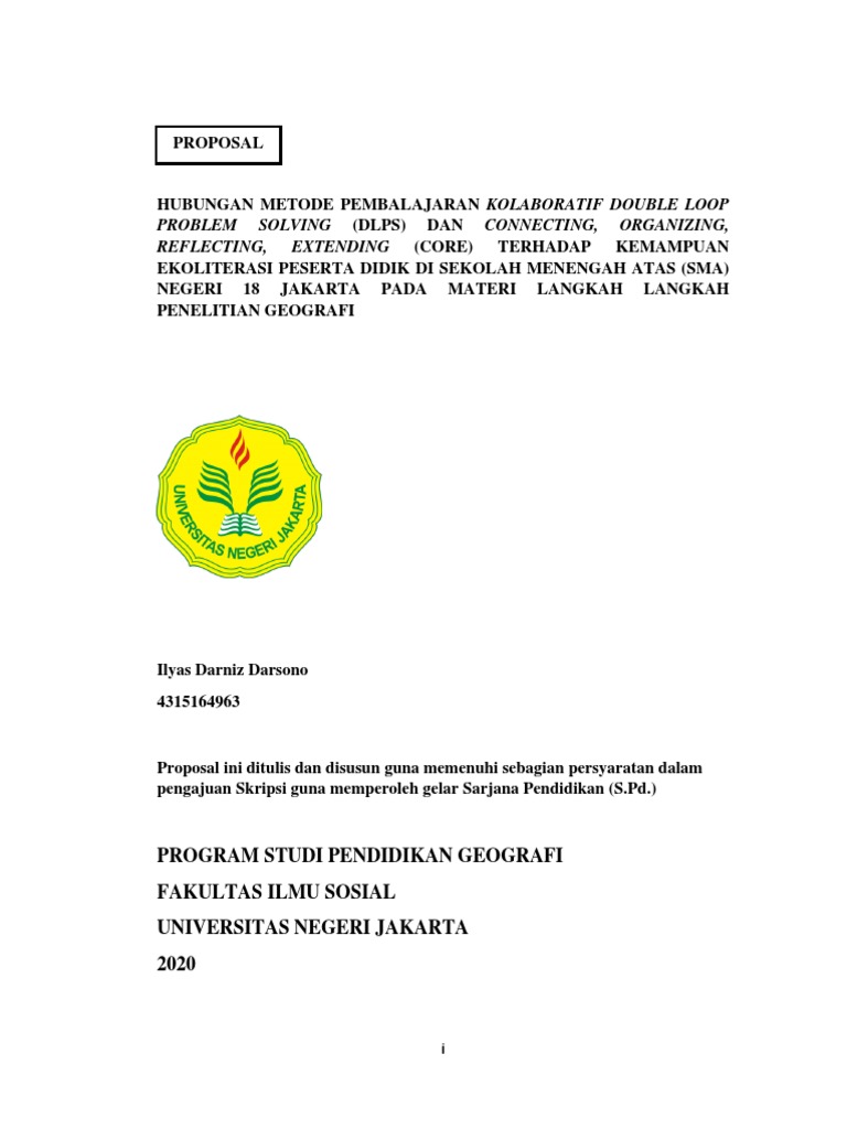PROPOSAL Ilyas Darniz Darsono Pendidikan Geografi 2016 | PDF | Karier & Perkembangan | Seni