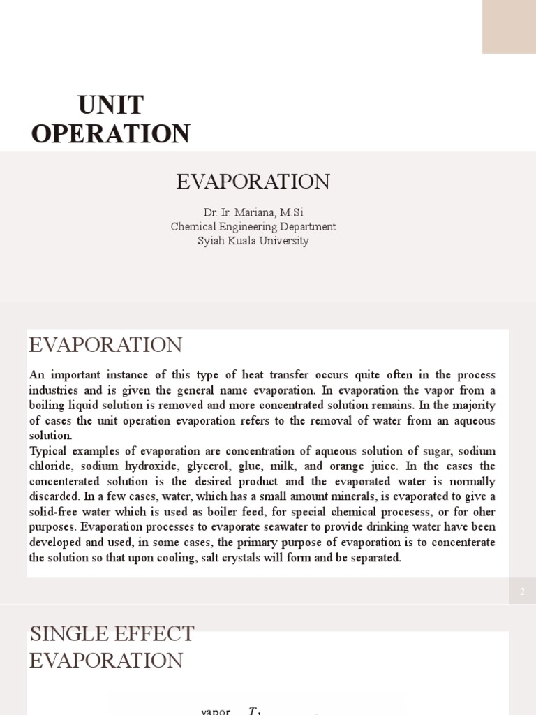 1-2. Unit Operations | PDF | Evaporation | Solution
