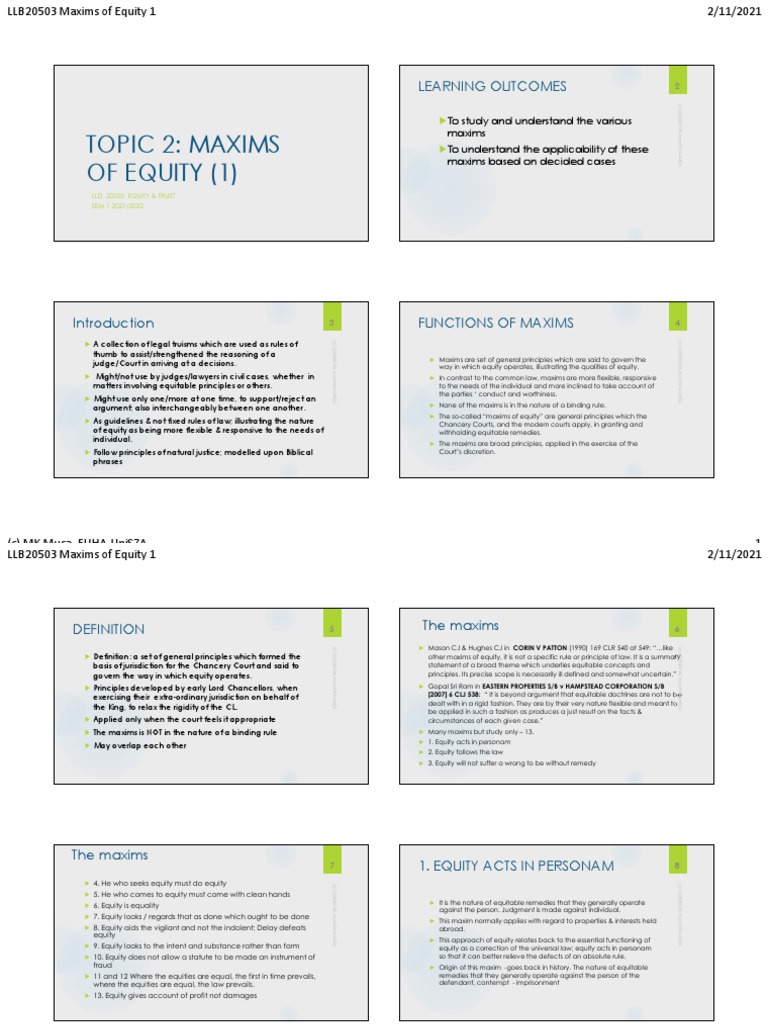 Maxims of Equity: Understanding the Flexible Principles that Guide ...