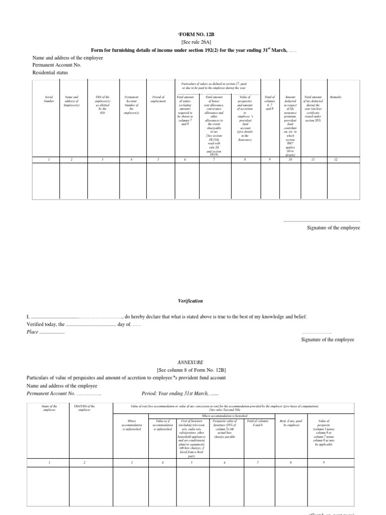 Form No. 12B: (See Rule 26A) | PDF | Employment | Employee Benefits