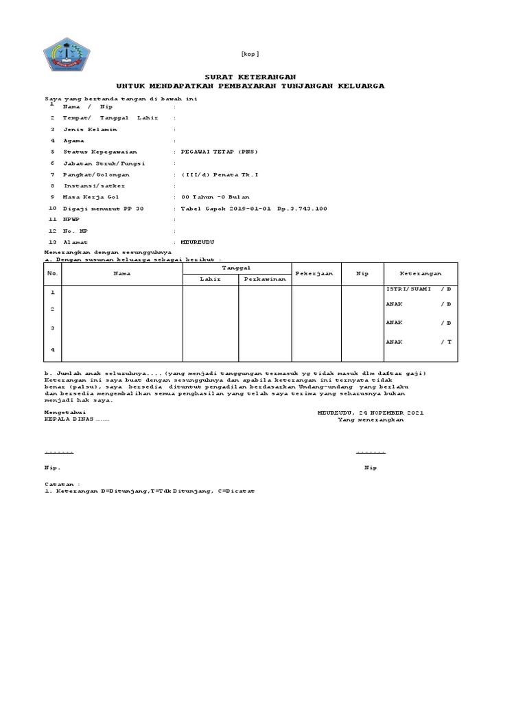 Format Surat SKUMPTK PNS Terbaru | PDF