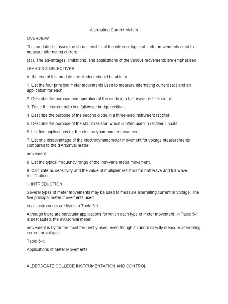 Alternating Current Meters | PDF | Rectifier | Diode