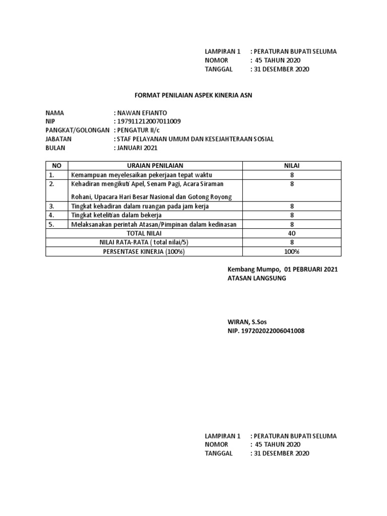 Aspek Kinerja Nawan | PDF