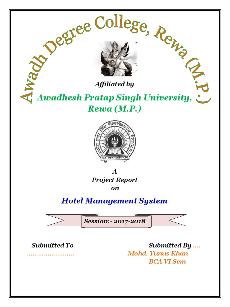 Awadhesh Pratap Singh University, Rewa (M.P.) : Hotel Management System ...