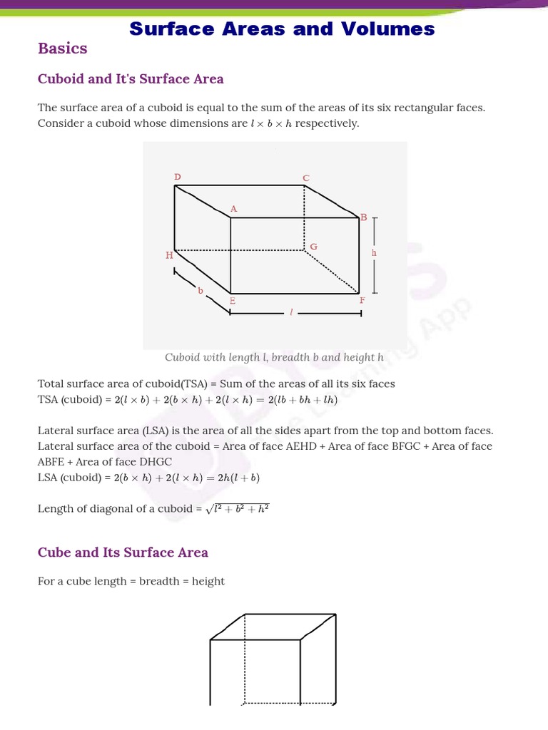Surface Area Volumes Class 10 | PDF | Volume | Area
