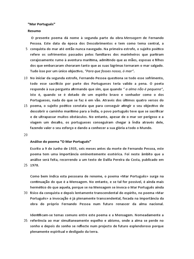 A conquista do mar e o sacrifício do povo português: análise do poema ...