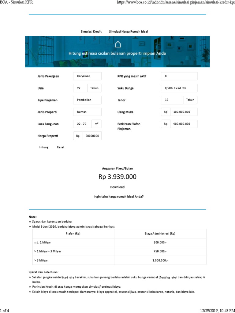 BCA - Simulasi KPR | PDF