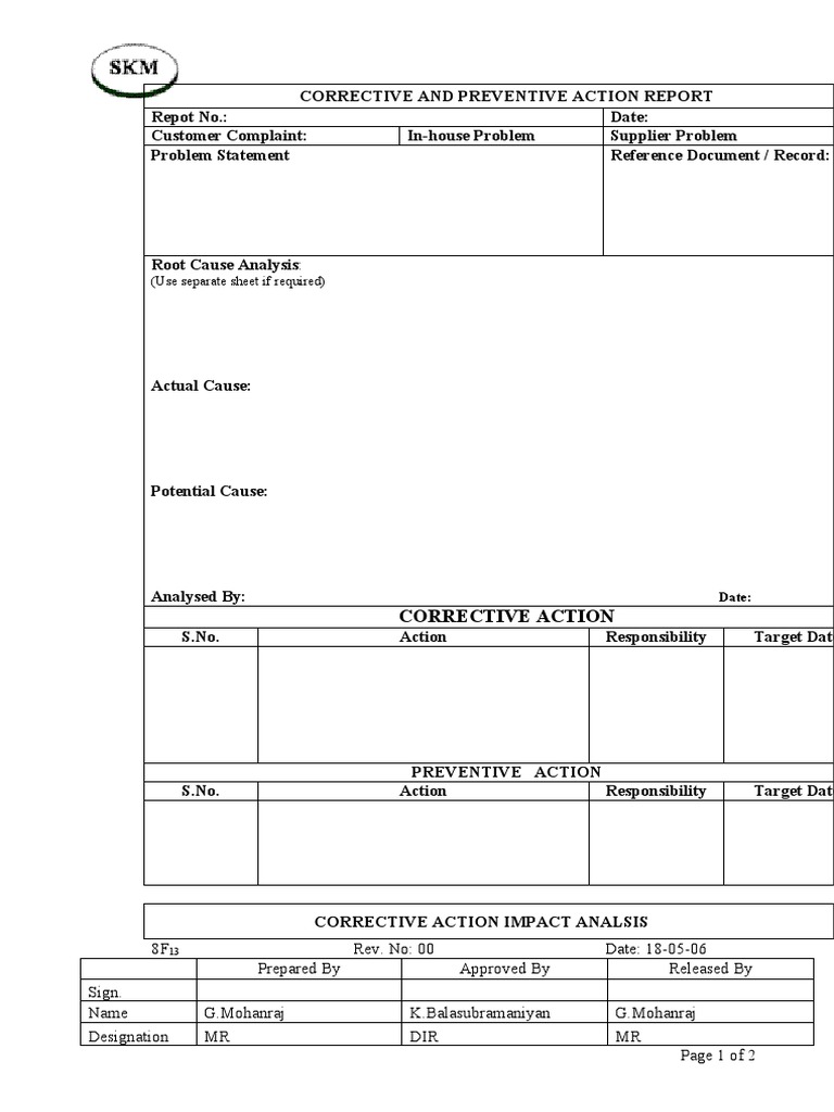 CAPA Report Template and Example | PDF | Business | Business Process