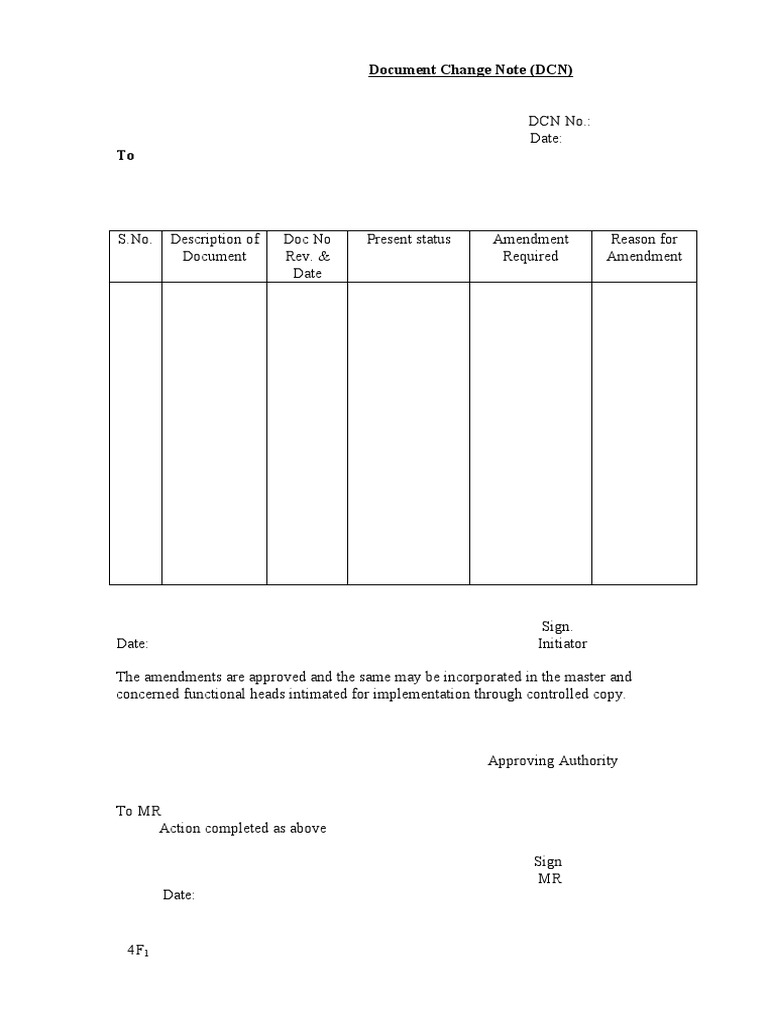 Document Change Note | PDF