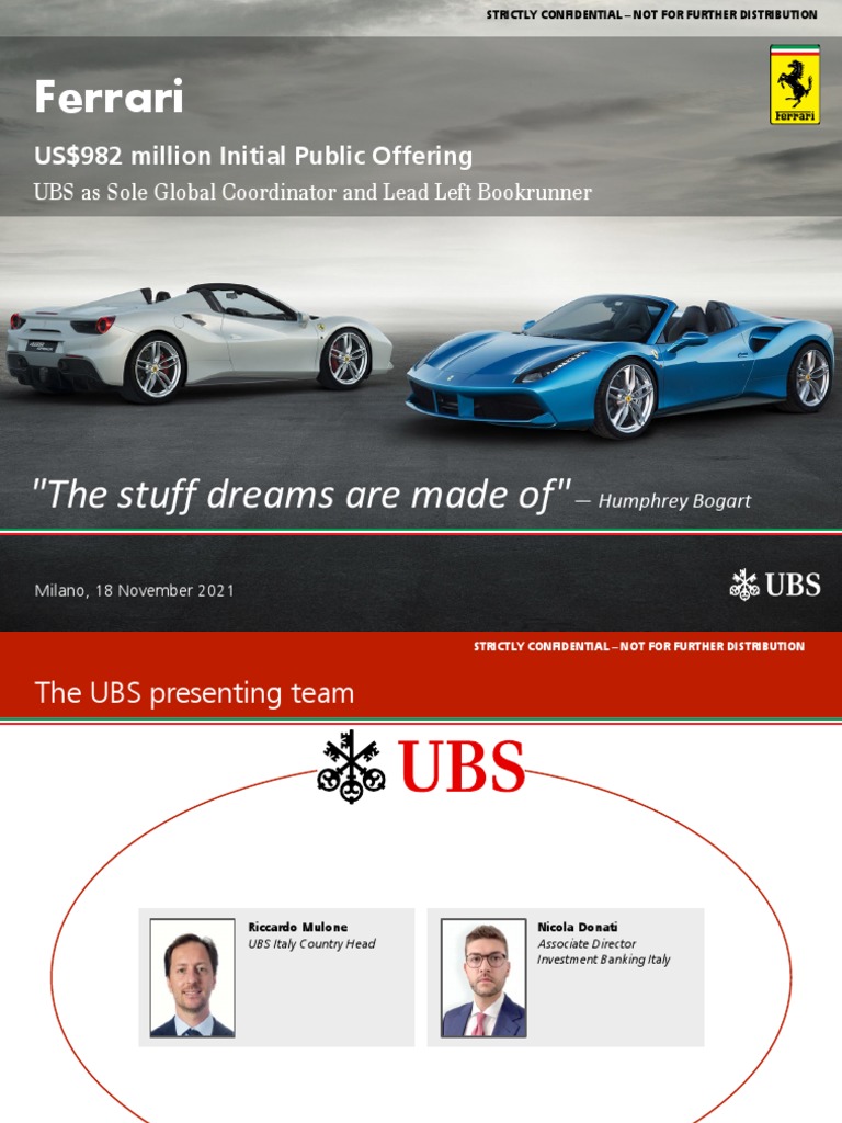 Ferrari IPO Case Study - VF | PDF | Initial Public Offering | Valuation ...