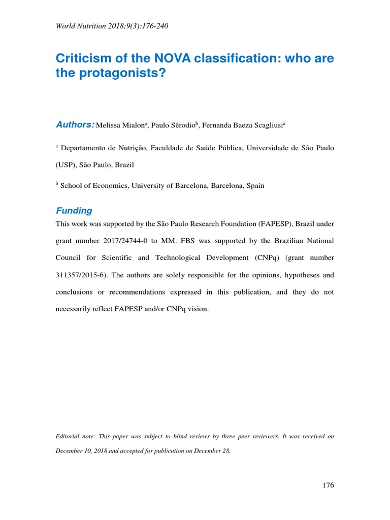 Criticism of The NOVA Classification | PDF | Social Science