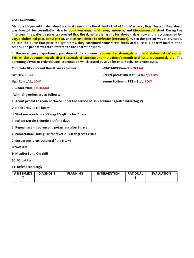 High LOW Normal Normal LOW LOW: Case Scenario | Descargar gratis PDF ...