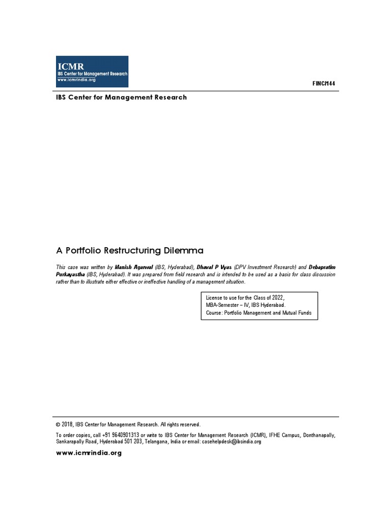 02 - A Portfolio Restructuring Dilemma | PDF | Risk | Technical Analysis