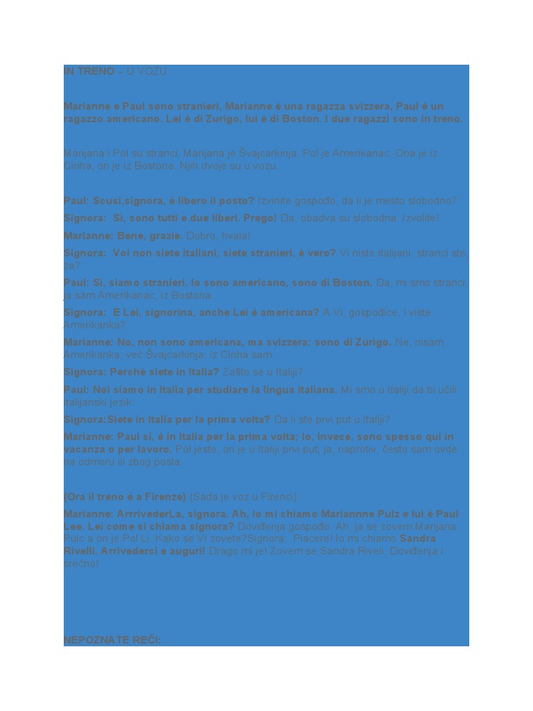 Italijanski Tekst+ Prevod | PDF