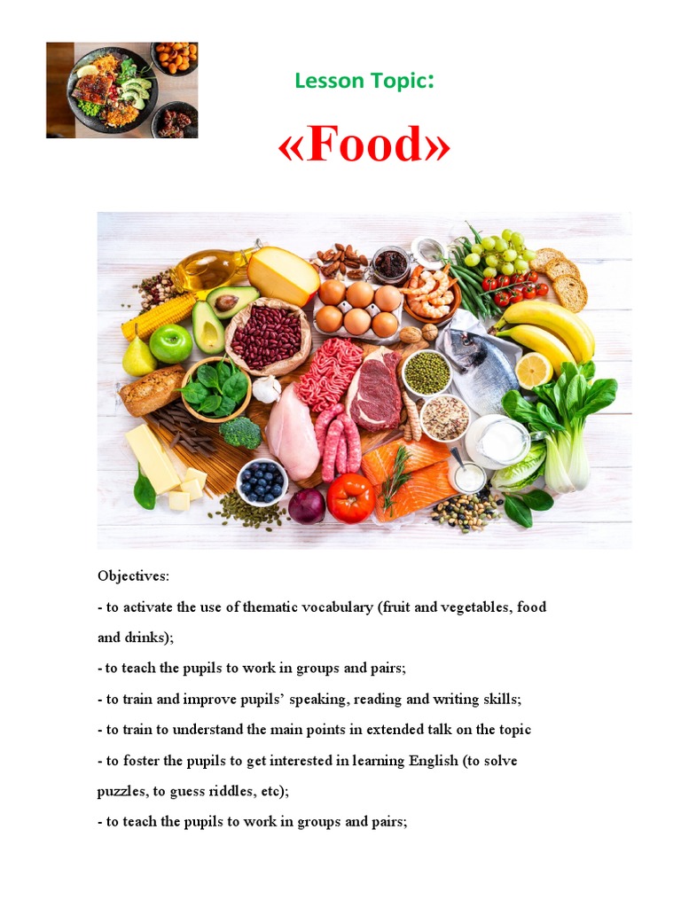 Food : Lesson Topic | PDF | Cooking | Foods