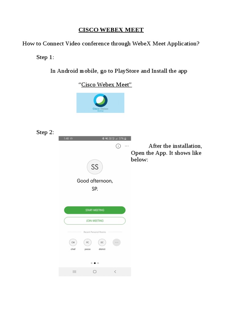 How To Connect Video Conference Through Webex Meet Application? Step 1 ...