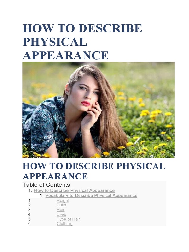 Describe Physical Appearance Guide | PDF | Hair | Hair Loss