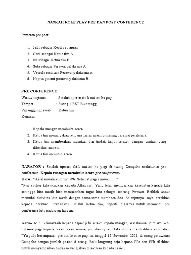 Role Play Pre Post Conference | PDF