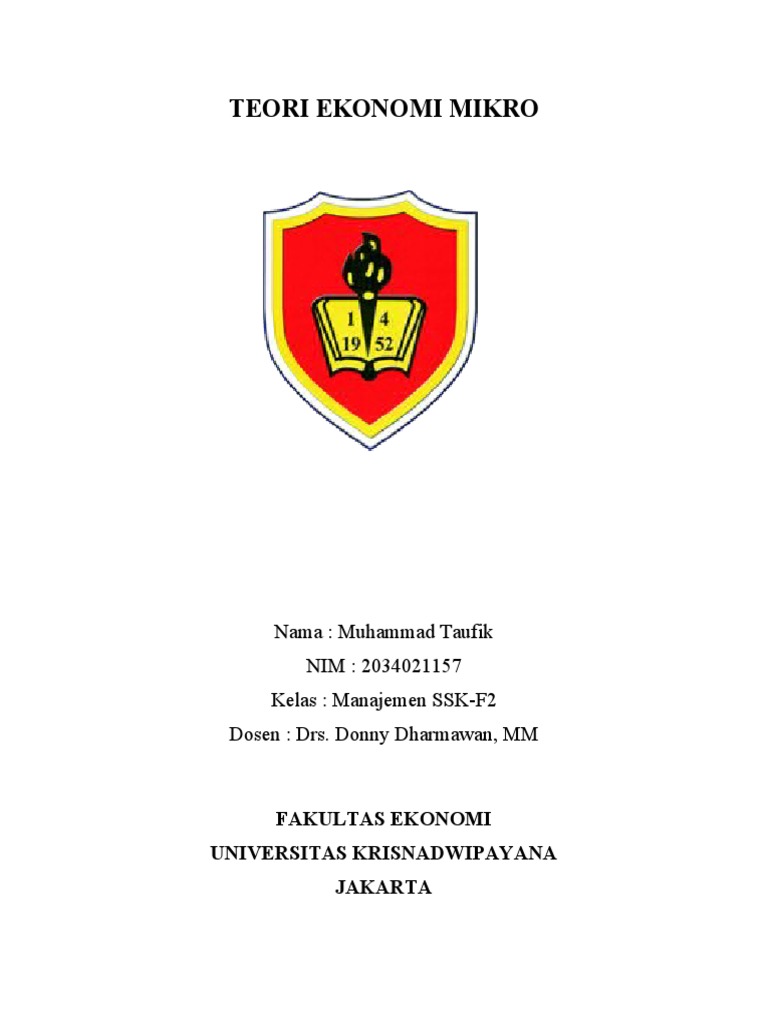 UTS Semester Genap Teori Ekonomi Mikro | PDF | Pengelolaan Keuangan & Uang