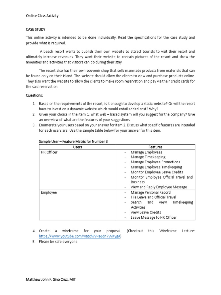 CC 106 - Requirements Gathering and Analysis | PDF | Resort | Communication